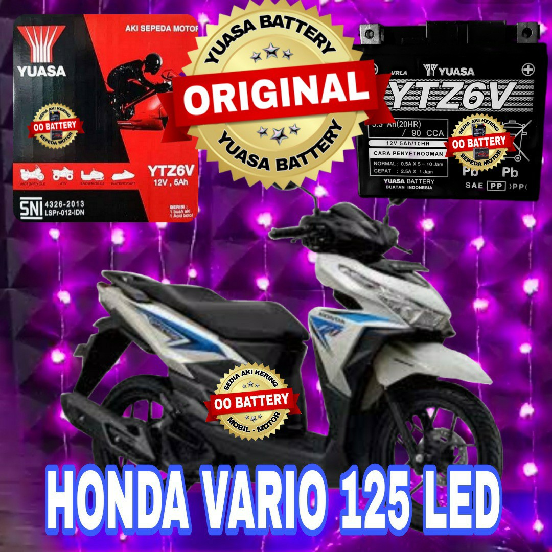 Aki Kering Sepda Motor ORIGINAL YUASA YTZ6V 12Volt - 6Ah, Motor di ...