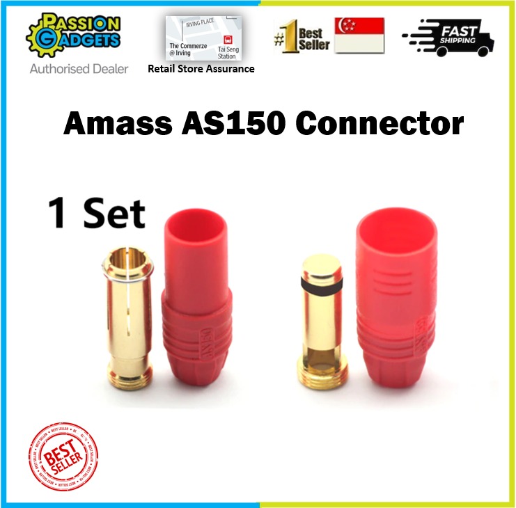 Amass AS150 Connector plugs Anti-Spark Gold Bullet 7mm Connector Male ...