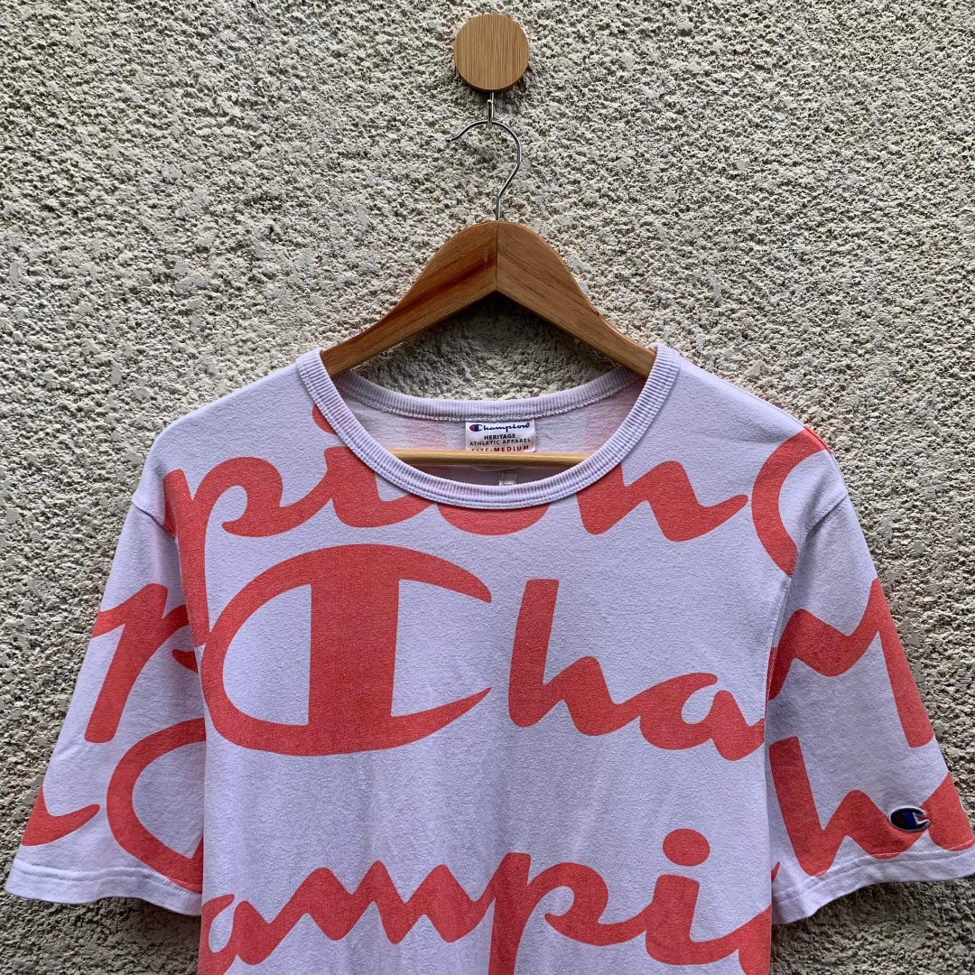 Champion Heritage AOP Script Tee, Men's Fashion, Tops & Sets, Tshirts ...