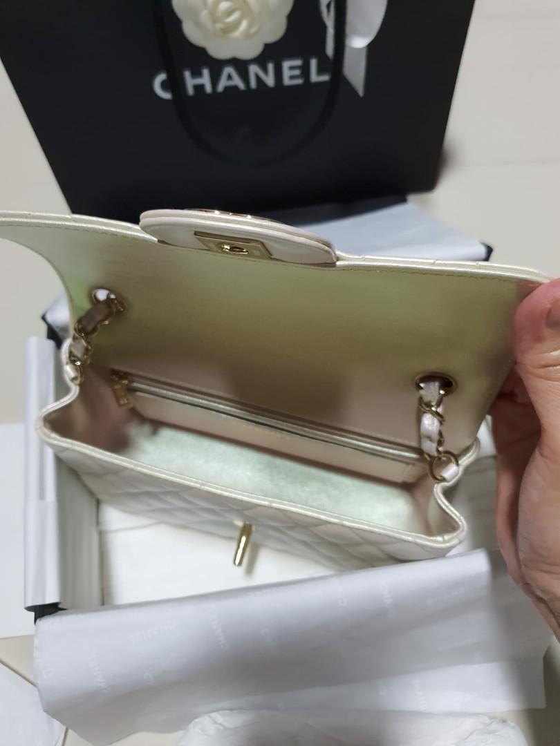 Chanel 20B Mini Rectangular Iridescent Ivory Classic Flap, Women's ...