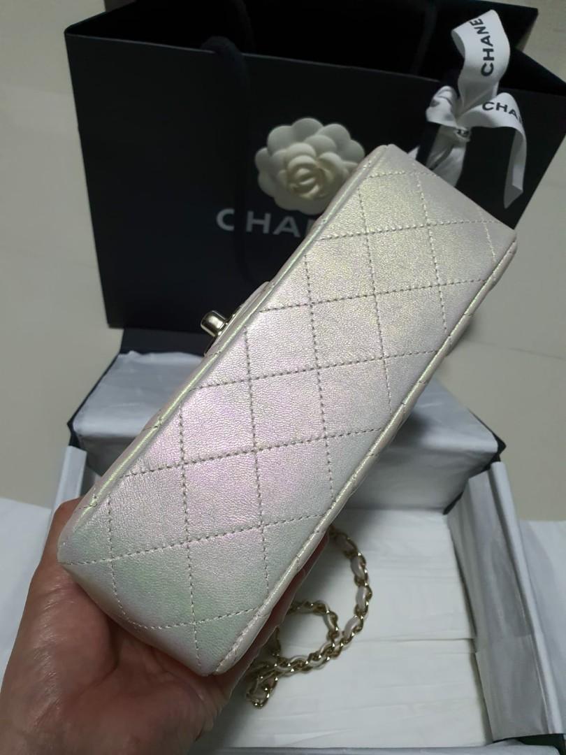 Chanel 20B Mini Rectangular Iridescent Ivory Classic Flap, Women's ...
