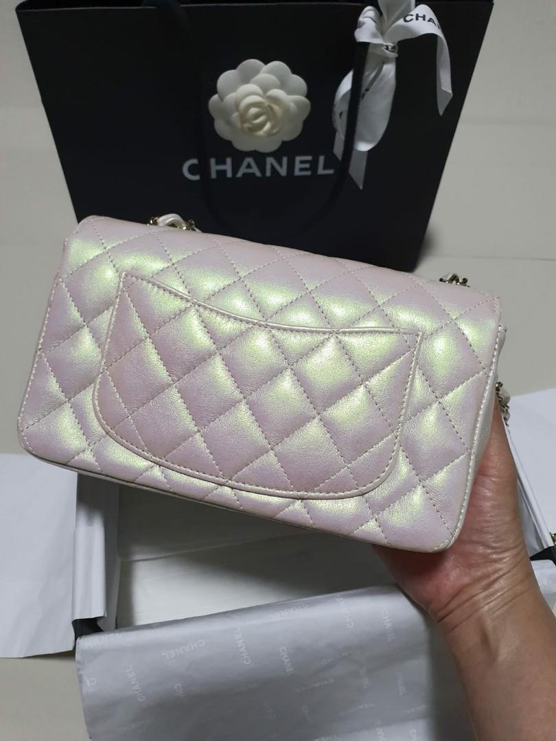 Chanel 20B Mini Rectangular Iridescent Ivory Classic Flap, Women's ...