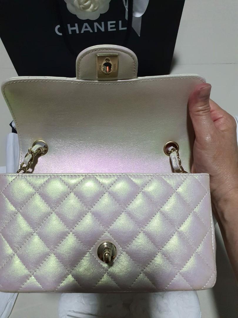 Chanel 20B Mini Rectangular Iridescent Ivory Classic Flap, Women's ...