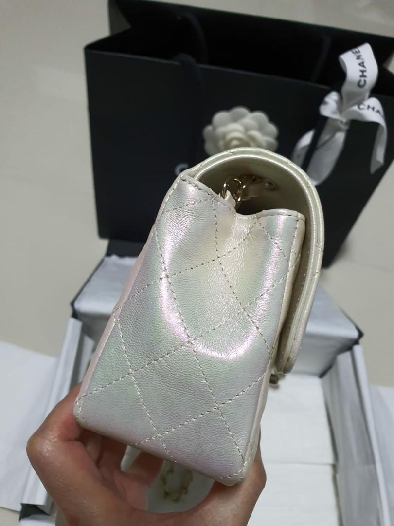 Chanel 20B Mini Rectangular Iridescent Ivory Classic Flap, Women's ...