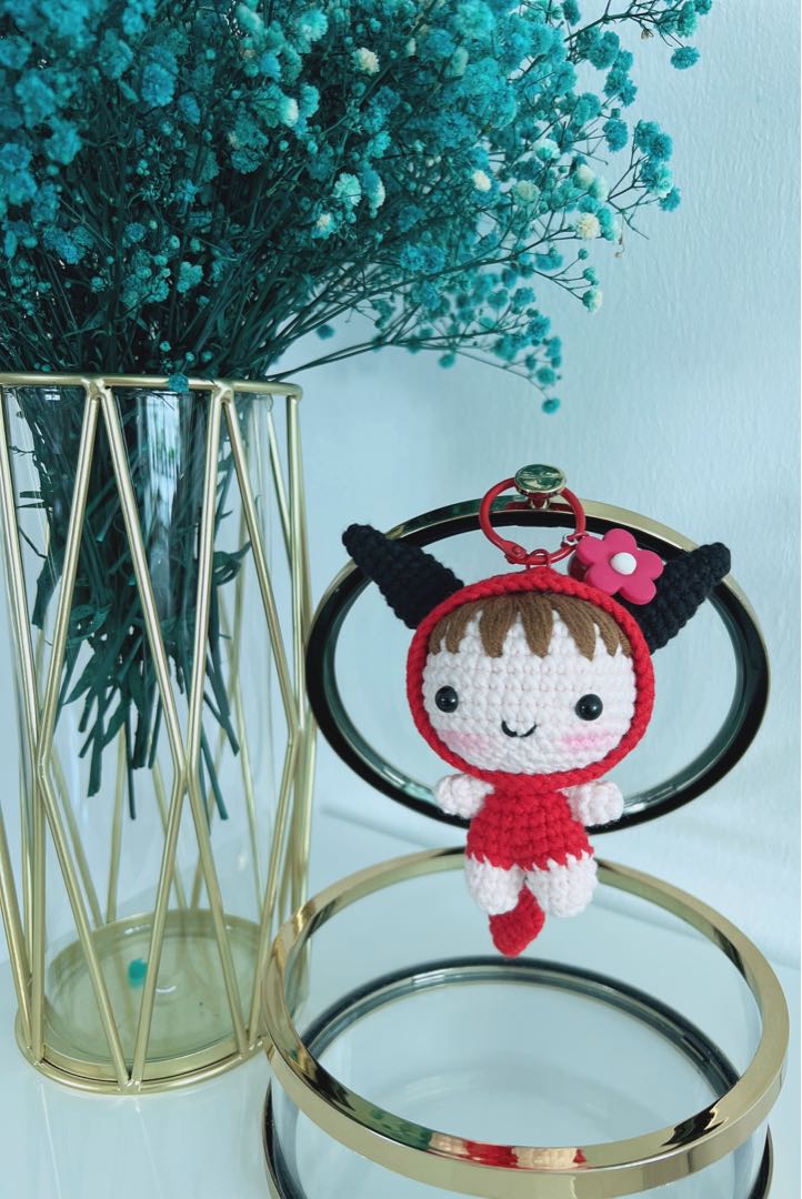 Crochet Keychain Devil, Hobbies & Toys, Stationery & Craft, Handmade ...