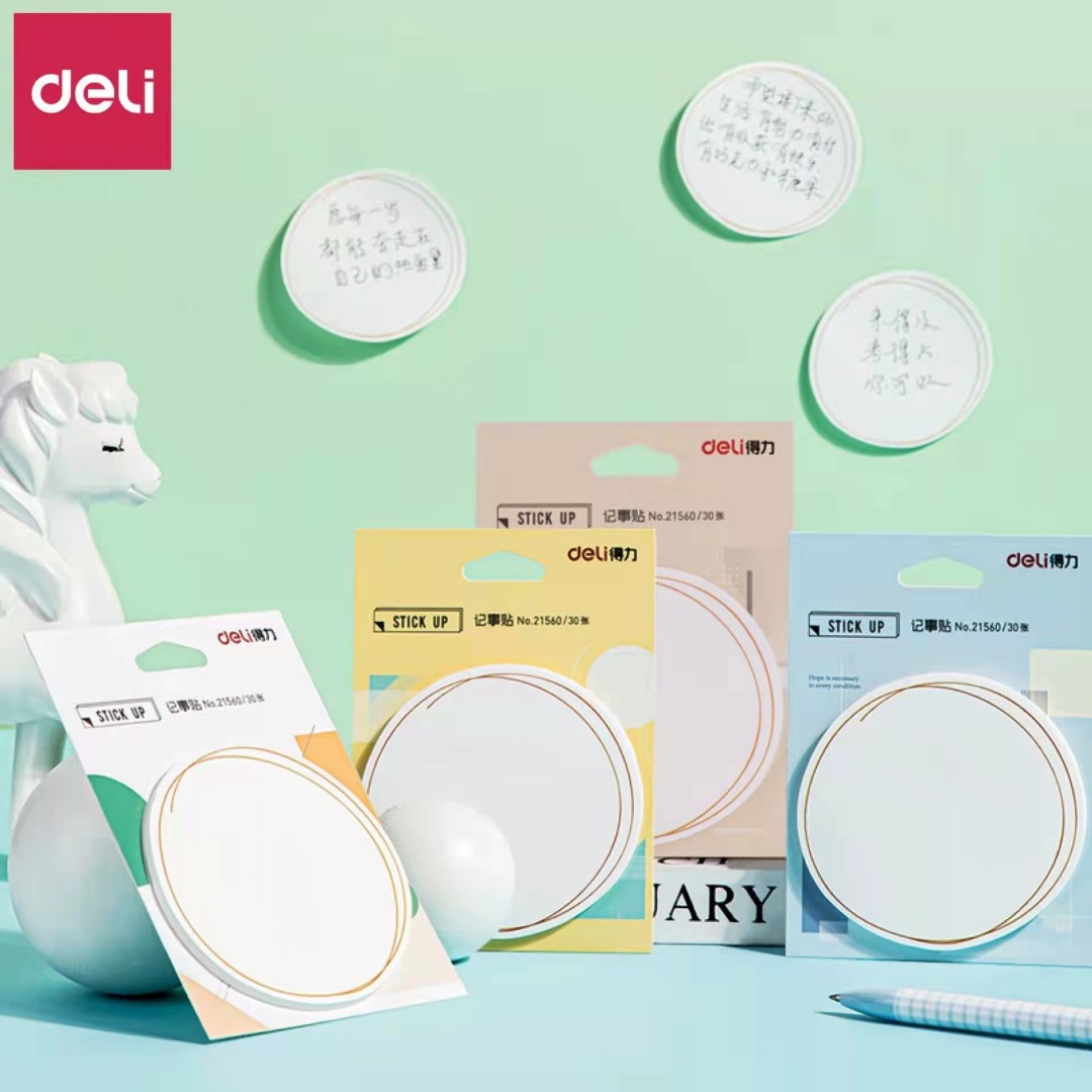 Deli Sticky Notes Memo Pad Cute Round Design 30pcs, Hobbies & Toys ...