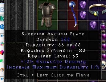Diablo 2 Resurrected (D2R) Superior Archon Plate (12% ED and 11% ED ...
