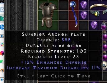 Diablo 2 Resurrected (D2R) Superior Archon Plate (12% ED and 11% ED ...