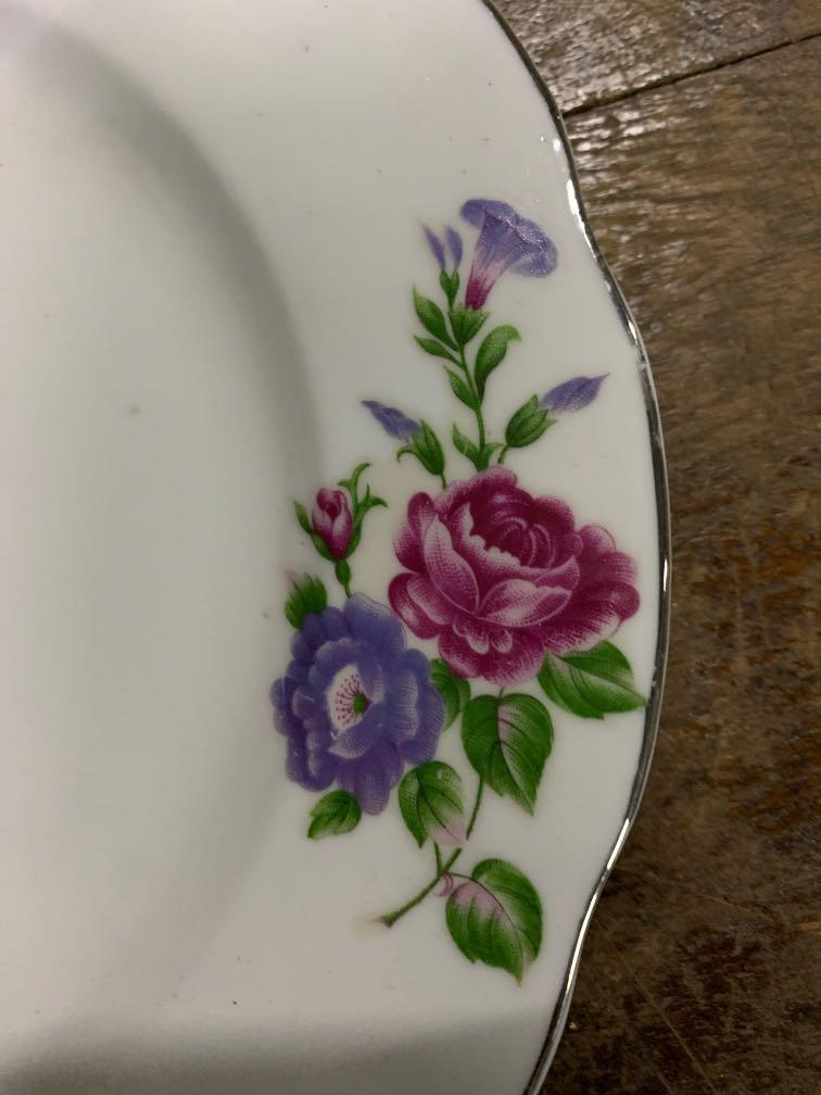 (Each) Vintage piring leper bunga peonies ( 9 inci ), Furniture & Home ...