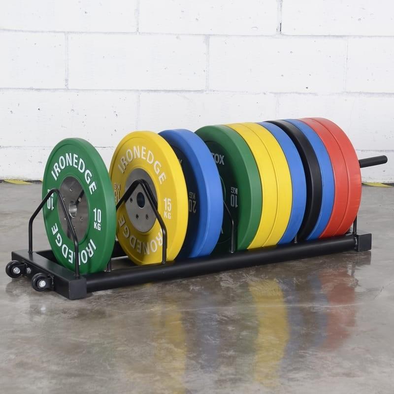 Horizontal bumper weight plates rack w barbell storage BN, Sports ...