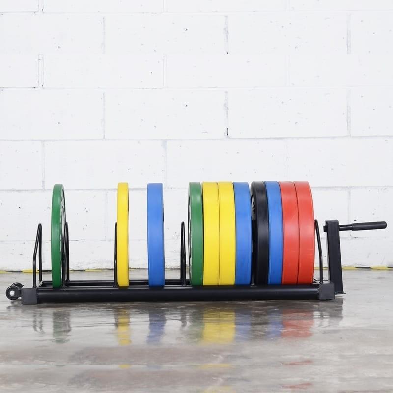 Horizontal bumper weight plates rack w barbell storage BN, Sports ...