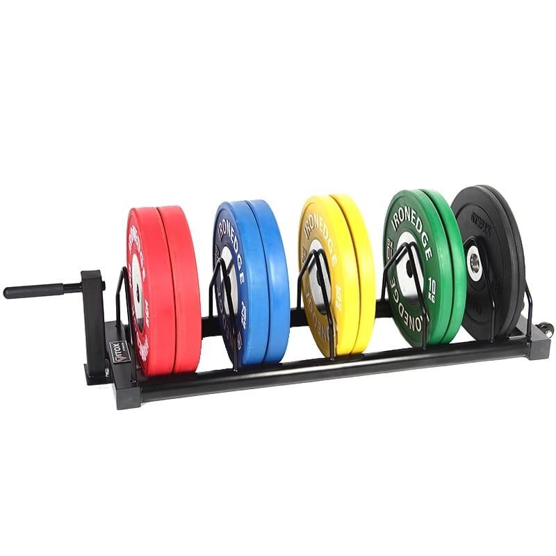 Horizontal bumper weight plates rack w barbell storage BN, Sports ...