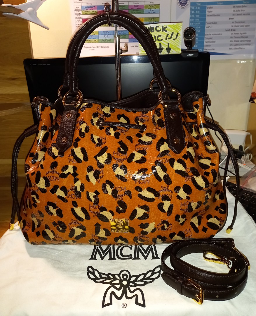 MCM Limited edition Cognac Leopard, Luxury, Bags & Wallets on Carousell