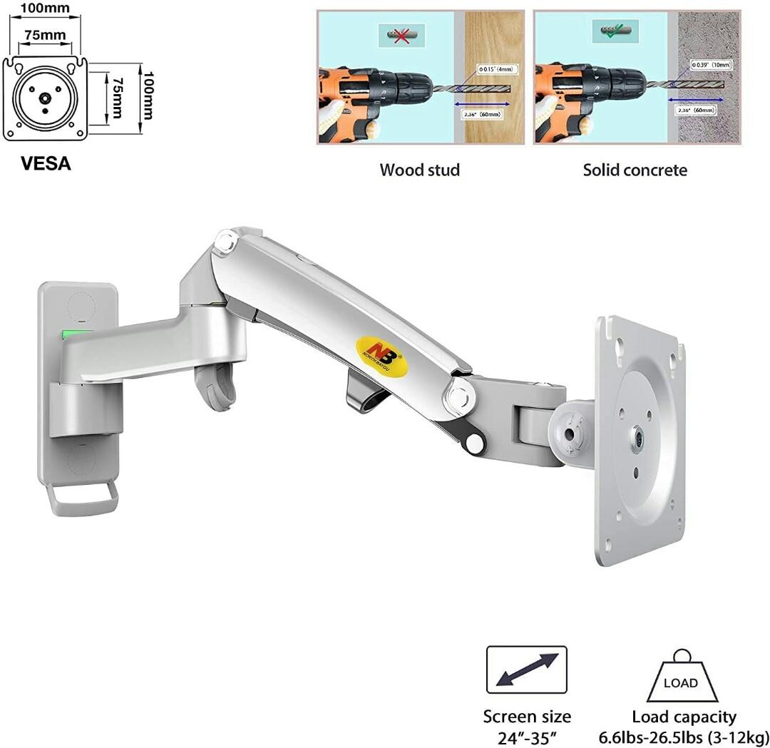 NB North Bayou F300 Full Motion TV Monitor Wall Mount Bracket for 24-35 ...