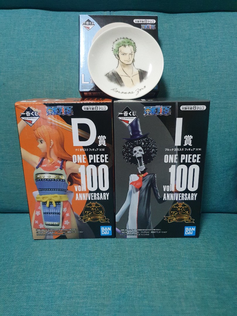 One Piece Vol. 100 Anniversary - Prize D, Prize I Brook, Prize L Zoro ...