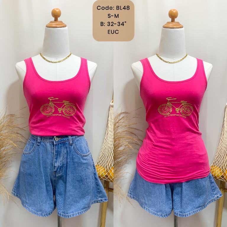 Pink statement sando, Women's Fashion, Tops, Sleeveless on Carousell