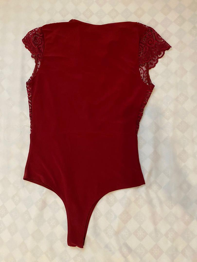 Red Bodysuit Lingerie, Women's Fashion, Undergarments & Loungewear on ...