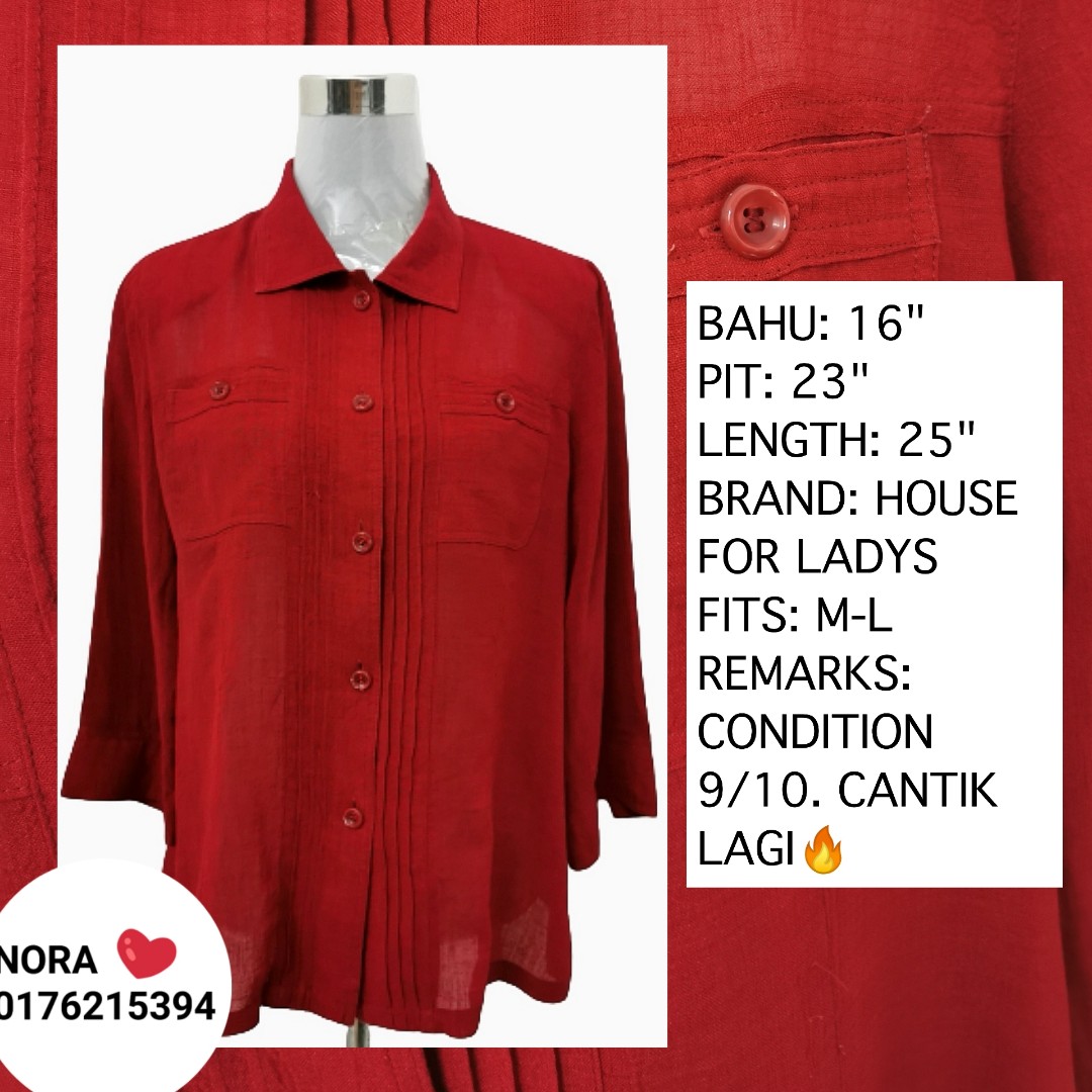 RED BUTTON TOP, Women's Fashion, Tops, Blouses on Carousell