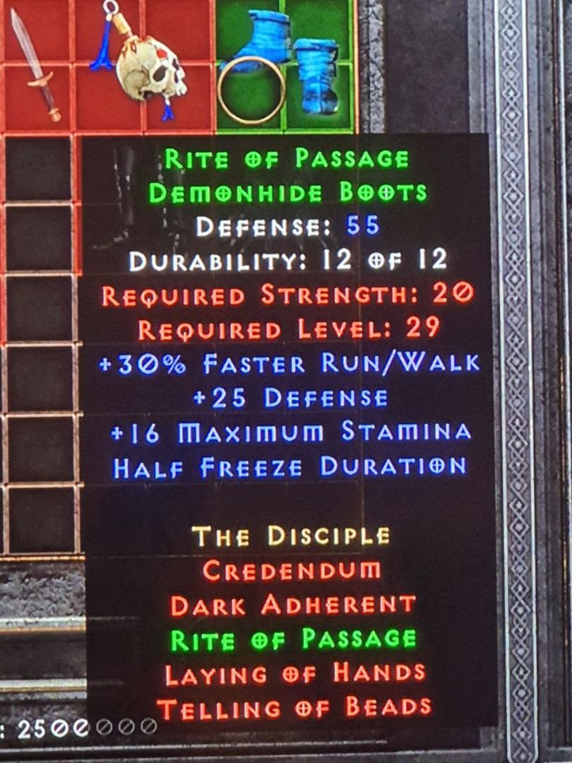 Rite Of Passage Demonhide Boots D2R Diablo II Resurrected (Softcore ...
