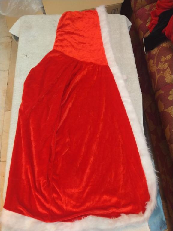 Santa Cape Red Cape with White Fur Hood Cloak Costume, Hobbies & Toys ...