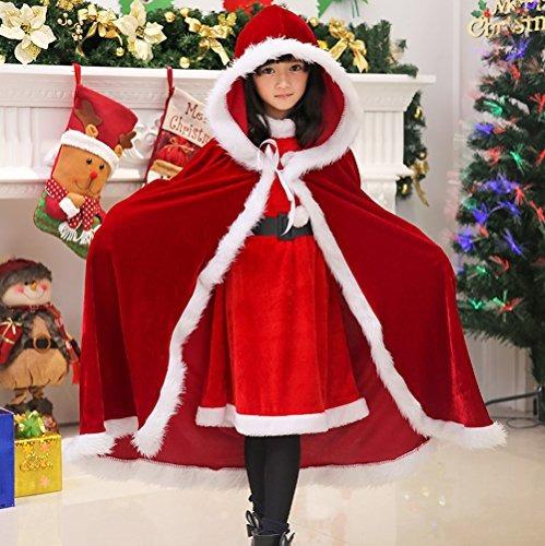 Santa Cape Red Cape with White Fur Hood Cloak Costume, Hobbies & Toys ...