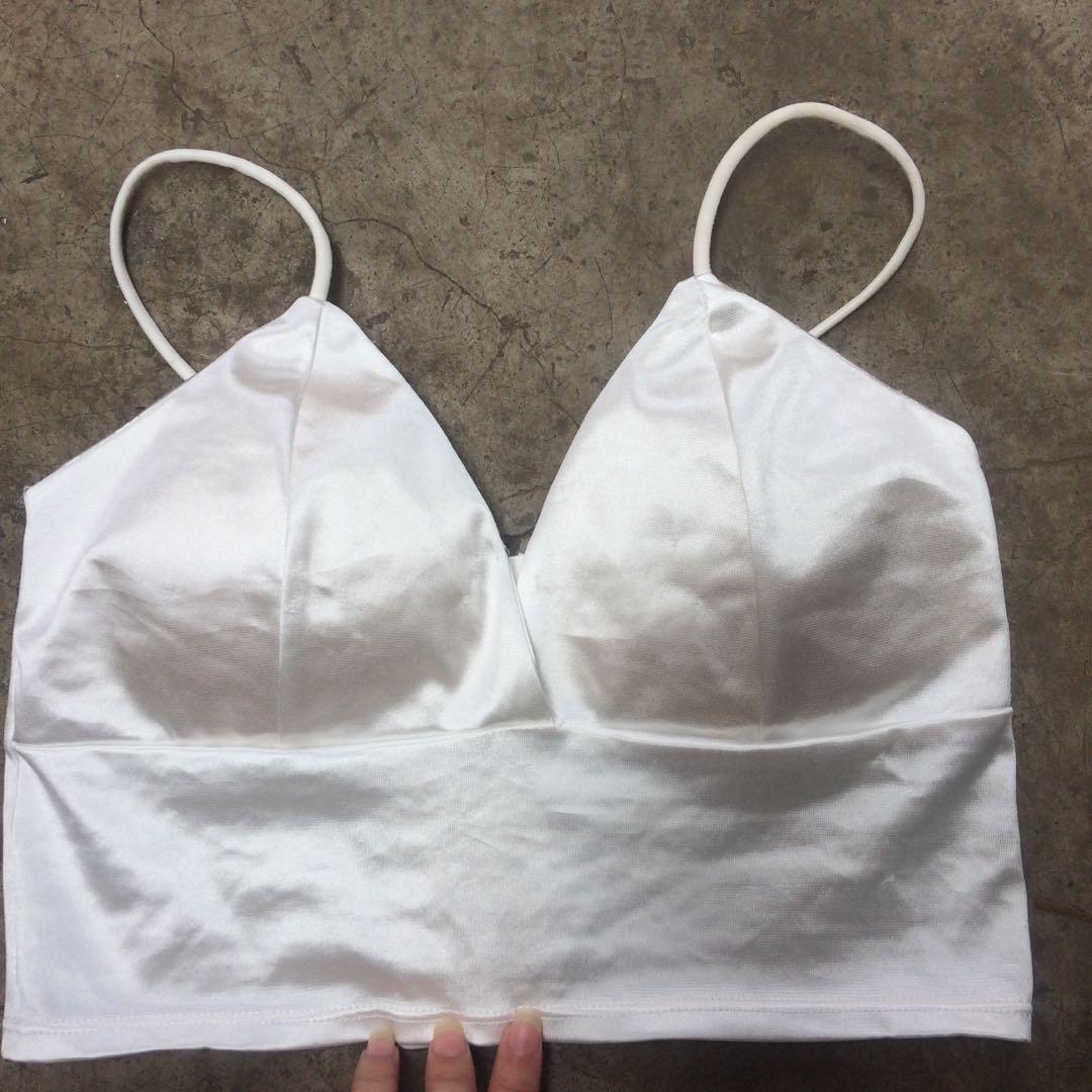 Silk Satin Bralette, Women's Fashion, Tops, Sleeveless on Carousell