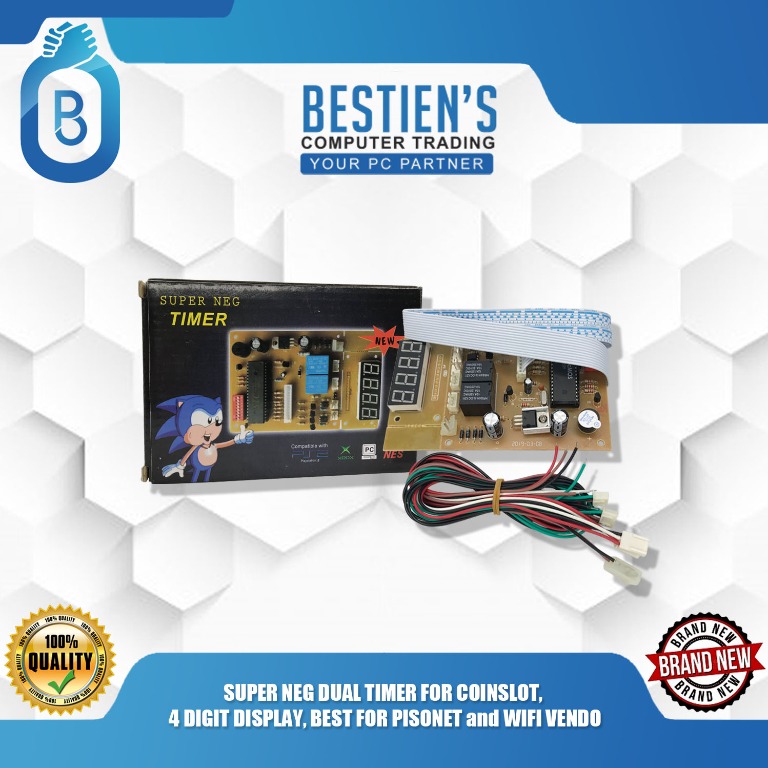 SUPER NEG DUAL TIMER FOR COINSLOT, 4 DIGIT DISPLAY, BEST FOR PISONET ...