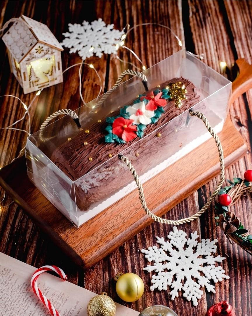 27cm Swiss roll box log cake boxes clear transparent box for roll cakes ...