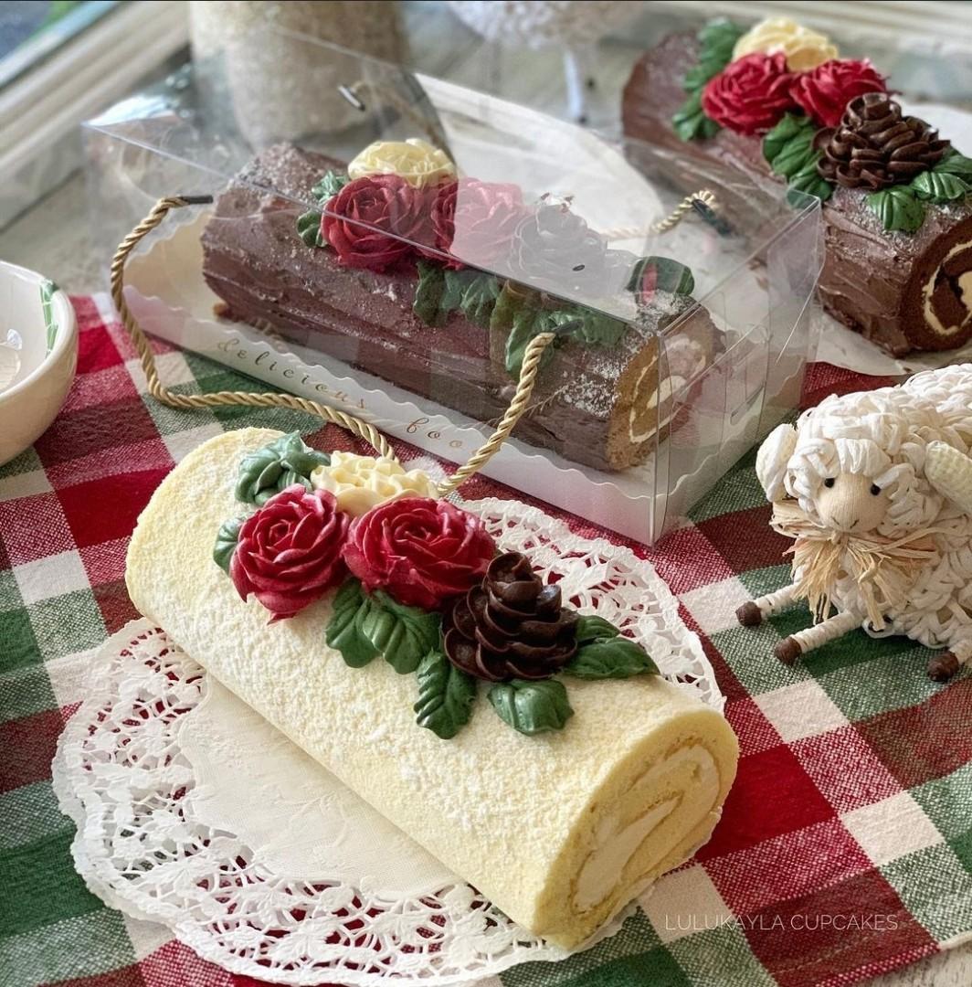 27cm Swiss roll box log cake boxes clear transparent box for roll cakes ...