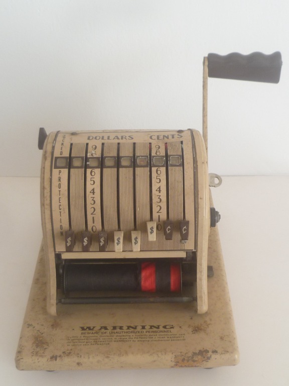 Vintage Paymaster Cheque Writer Embosser Stamper Printer Machine With ...