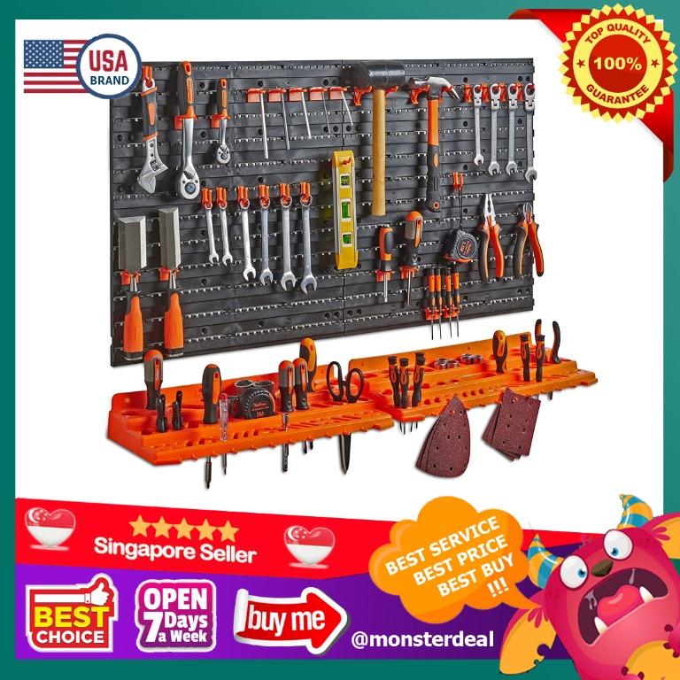 VonHaus 50 Piece Wall Mounted Plastic Pegboard and Shelf Tool Organizer ...