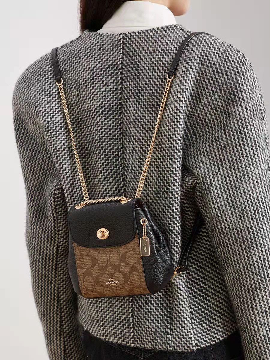 Coach Convertible Mini Backpack In Signature Canvas, Women's Fashion ...