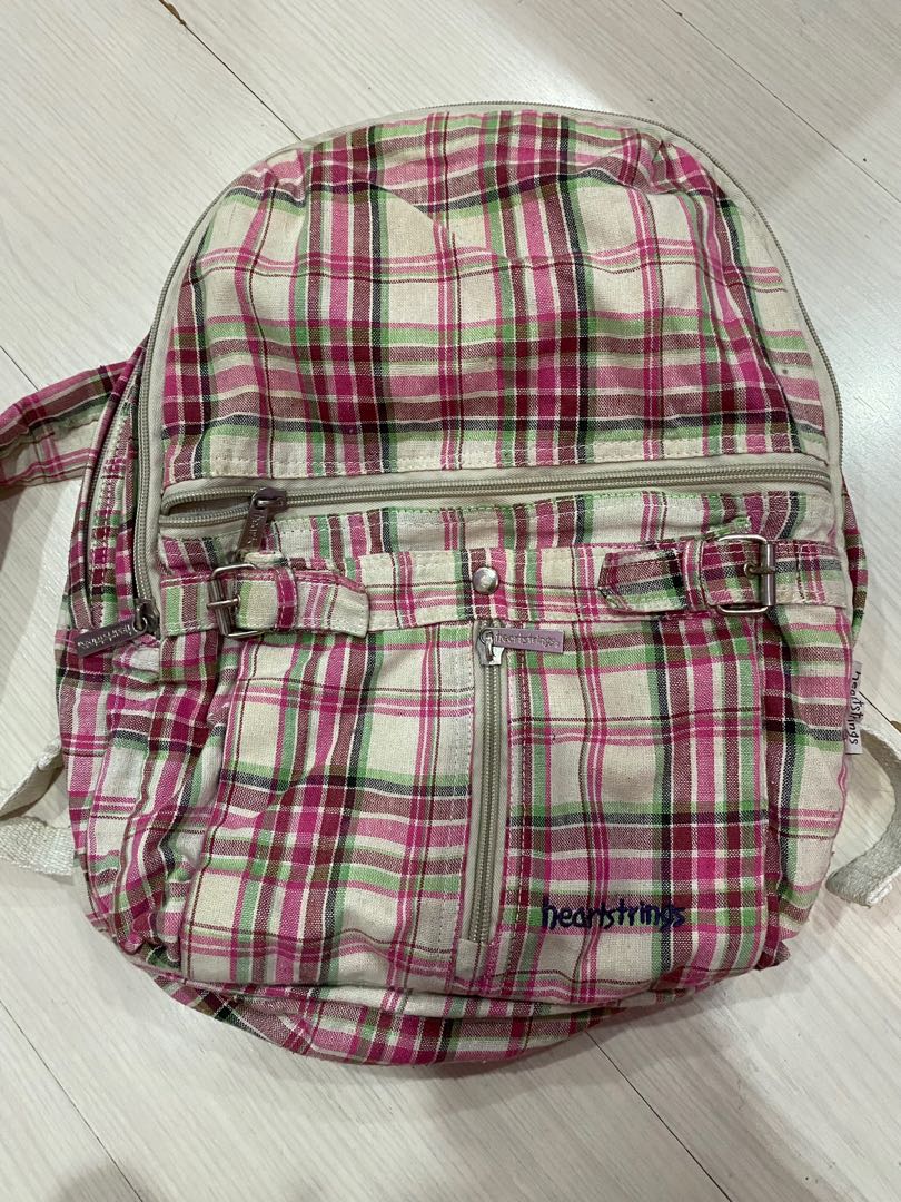 Heartstrings checkered backpack, Women's Fashion, Bags & Wallets ...