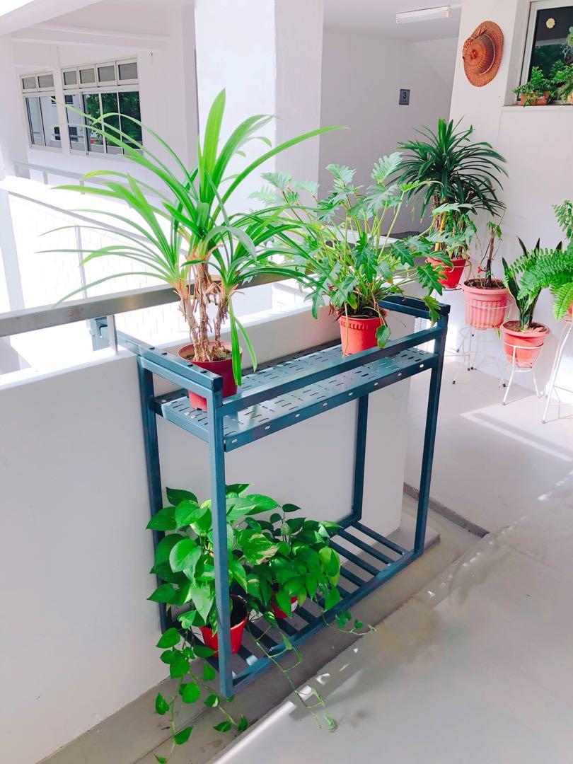 Modern Heavy Duty 2-Tiers Flower Plant Rack Balcony Display Shelf for ...