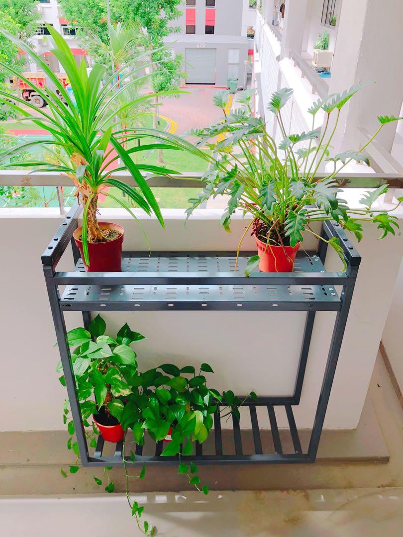 Modern Heavy Duty 2-Tiers Flower Plant Rack Balcony Display Shelf for ...