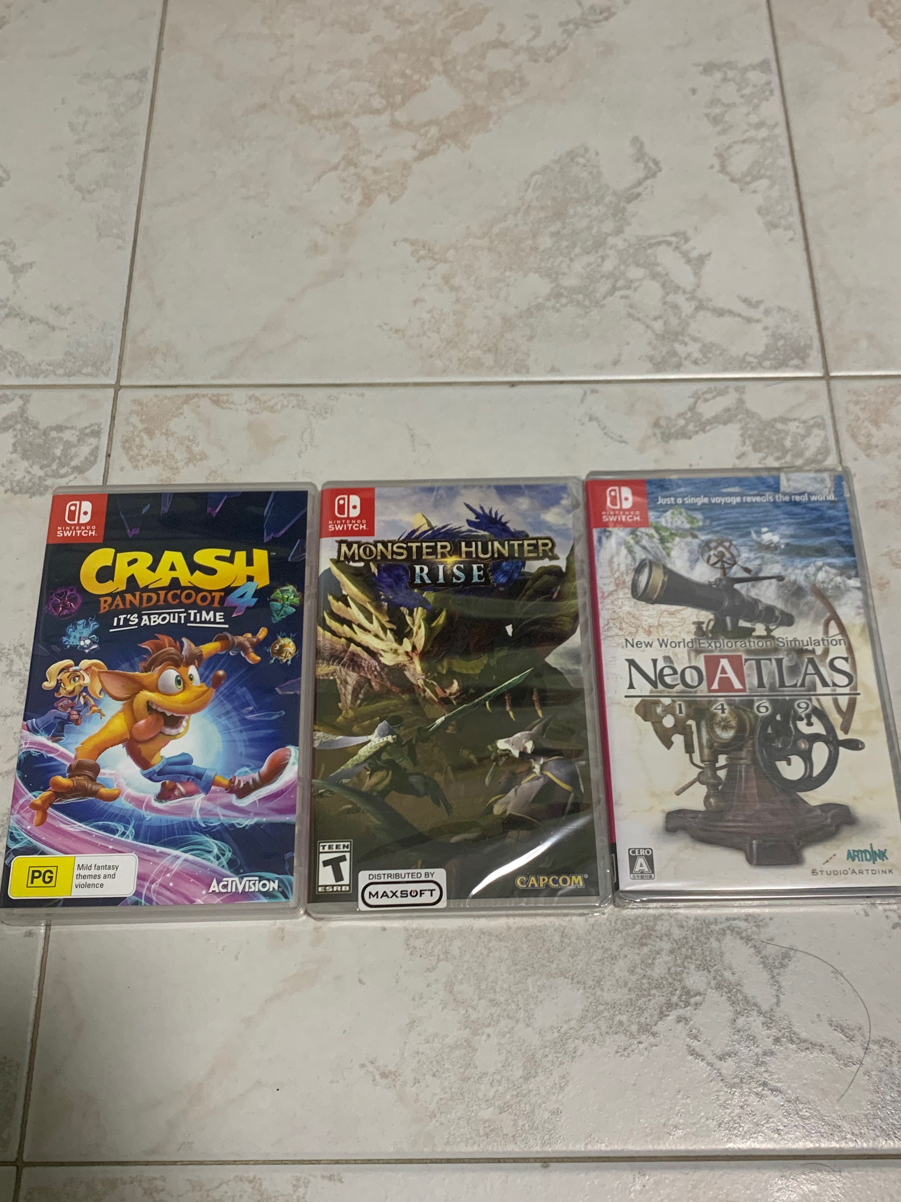 Nintendo switch games: Monster hunter/Crash/Neo Atlas, Video Gaming ...