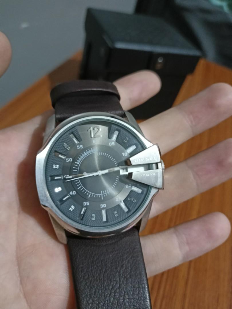 Original Diesel DZ1206 Men's master chief watch brown leather strap ...