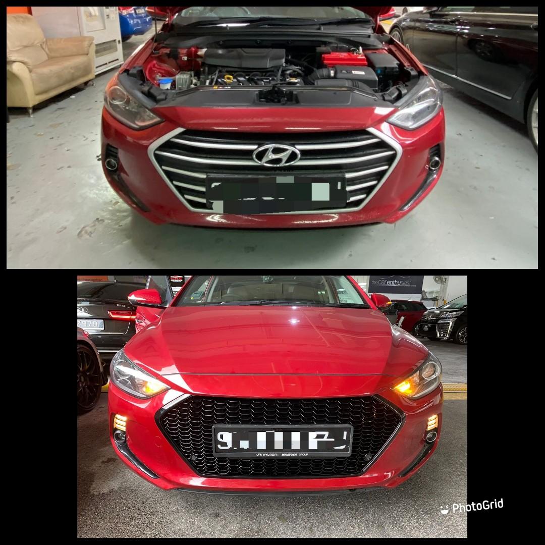 (Restocking End May) Hyundai Elantra AD 16-18 Front Grille Glossy Black ...