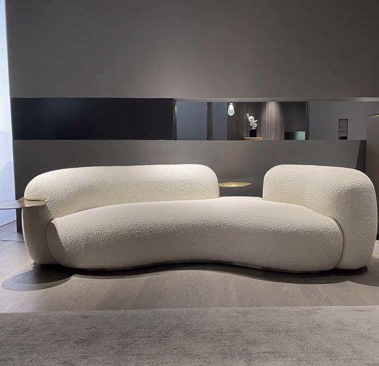 Sofa Length 170cm Designer Angus Curve Sofa Available in Cotton Fabric/ Italian Velvet Fabric ...