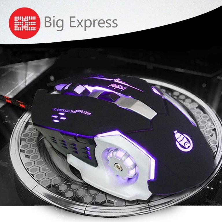Space Warships X3 Wired USB Gaming LED Light Mouse Adjustable High DPI ...