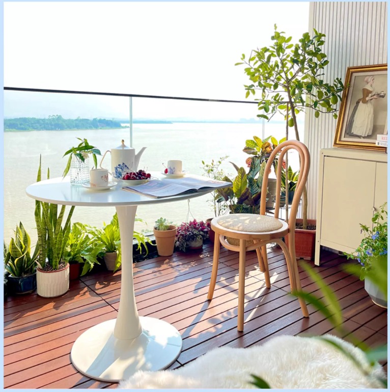 Ergodynamic 80CM Diameter ROUND WOODEN TOP TABLE with METAL FRAME ...