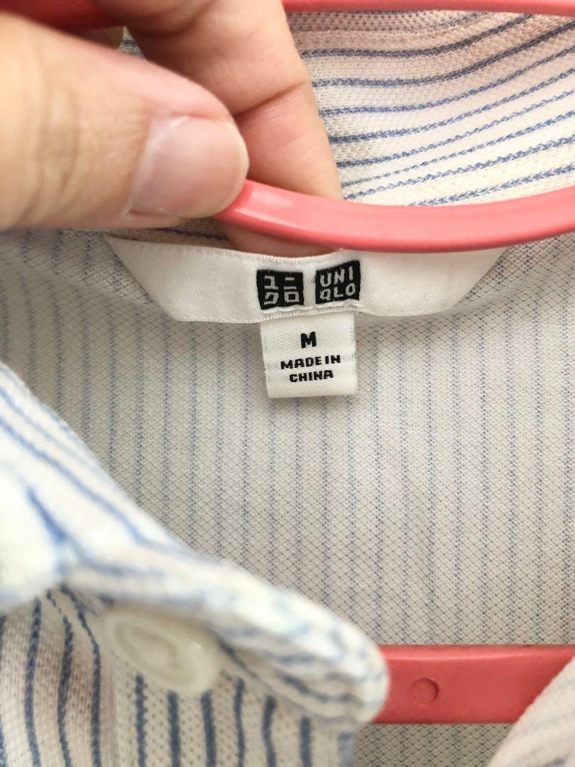 Uniqlo man kaos berkerah garis / kaos polo, Fesyen Pria, Pakaian , Atasan di Carousell