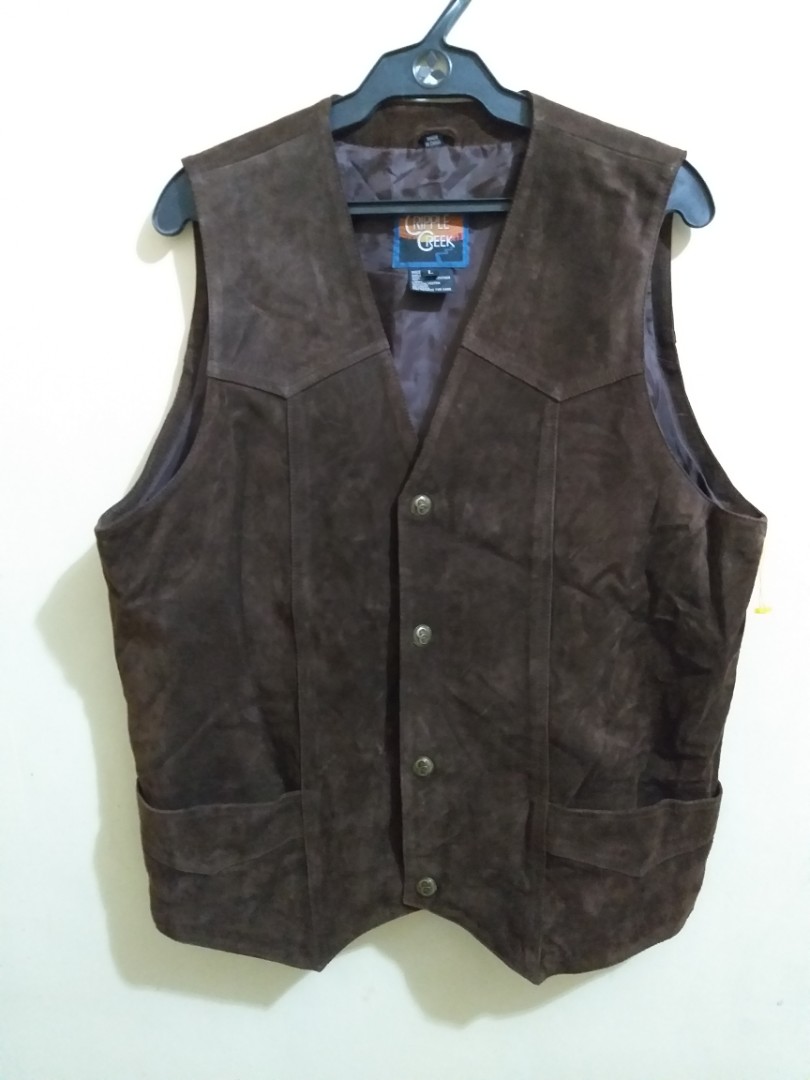 Vintage leather vest cripple creek L, Men's Fashion, Coats, Jackets and Outerwear on Carousell