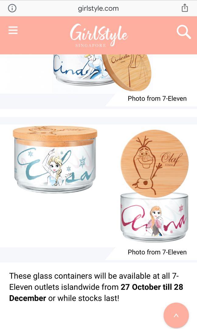 7-11 Disney Frozen Elsa Anna Glass Container, Furniture & Home Living ...