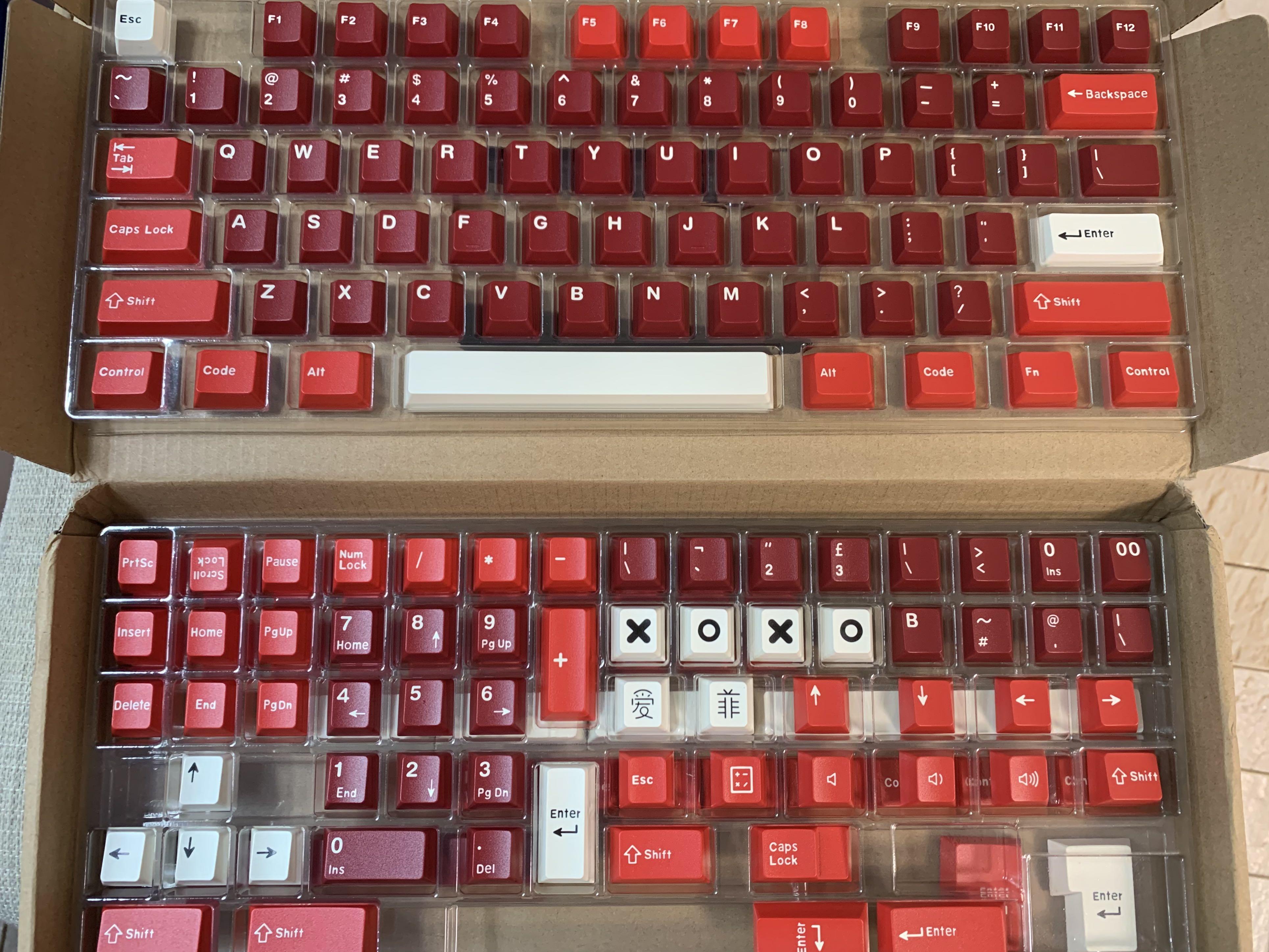 ABS Jamon keycaps ( red / maroon / white ), Computers & Tech, Parts ...