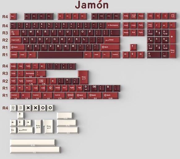 ABS Jamon keycaps ( red / maroon / white ), Computers & Tech, Parts ...