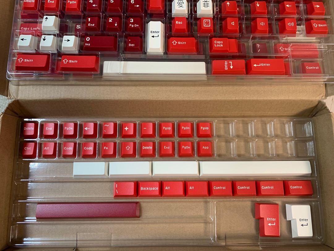 ABS Jamon keycaps ( red / maroon / white ), Computers & Tech, Parts ...