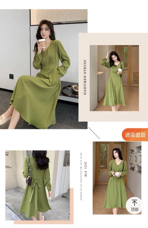 Avocado Green Dress, Women's Fashion, Dresses & Sets, Dresses on Carousell