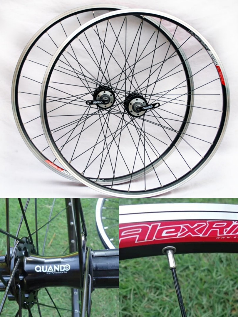 Bicycle V brake wheel set, disc brake compatible, Quanto Hub, DH19 Alex ...