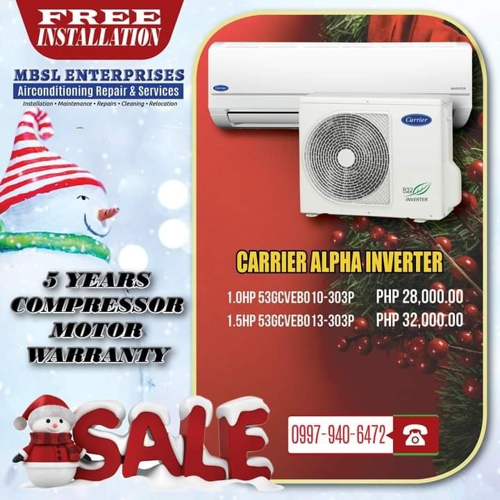 Carrier Alpha Inverter Split Type With Free Installation, TV & Home ...